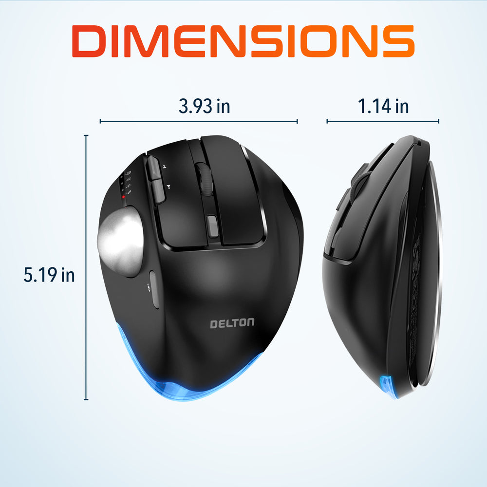 Delton T100 Wireless Ergonomic Trackball USB Mouse