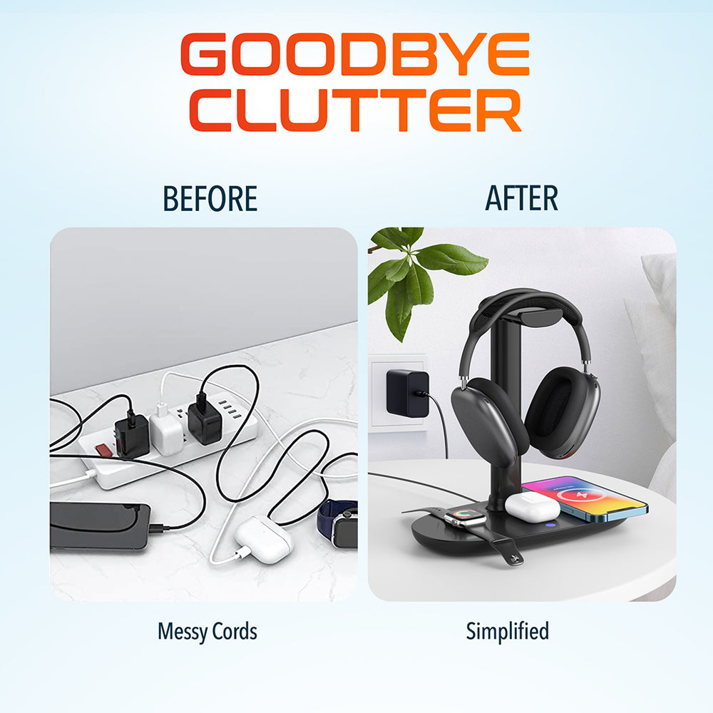 Delton HS1 Headset Stand with Wireless Charging